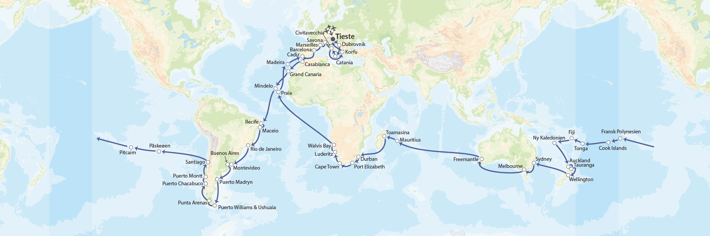 Jorden rundt med Costa Deliziosa 2024/2025 | 131 dage